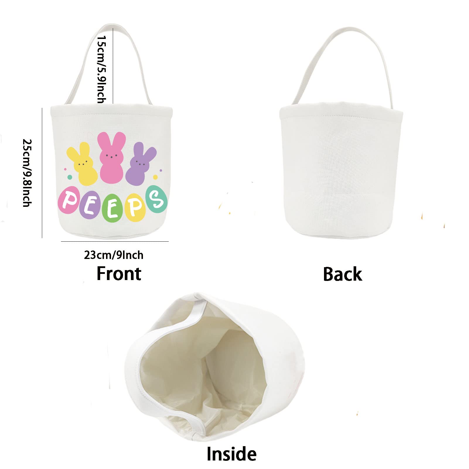 Secarond Easter Bunny Basket Easter Rabbit Buckets Eggs Hunt Bags for Easter Kids Party Reusable Bags