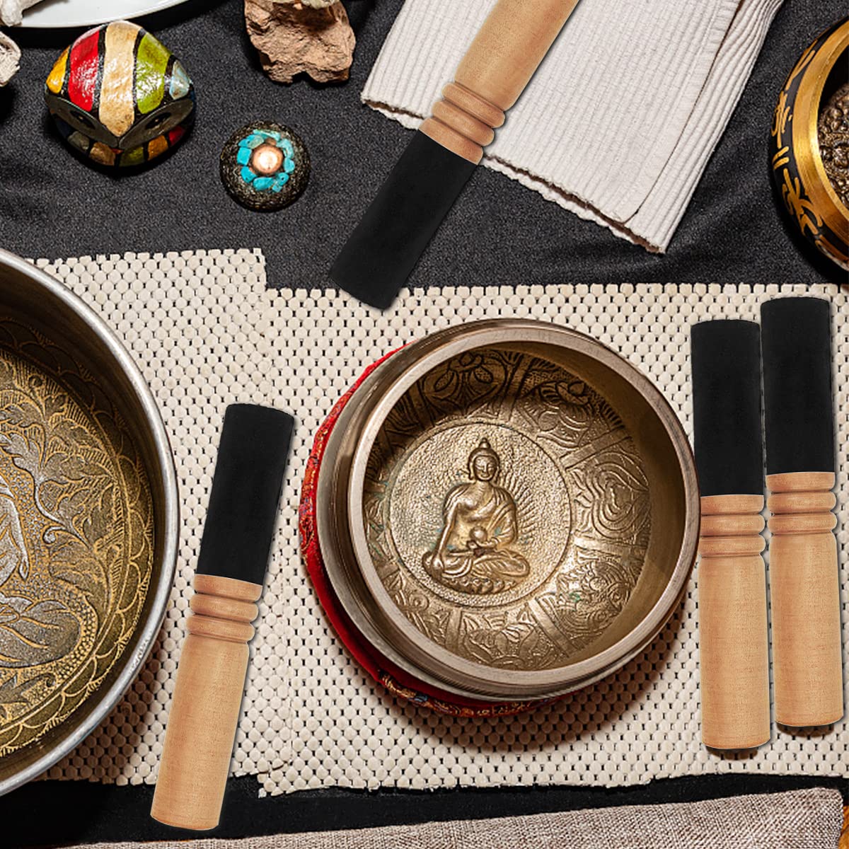 Singing Bowl Mallet Tibetan Singing Bowl Striker Buddha Sound Bowl Mallet Stick for Meditation, Yoga, Relaxation, Chakra Healing, Prayer and Mindfulness