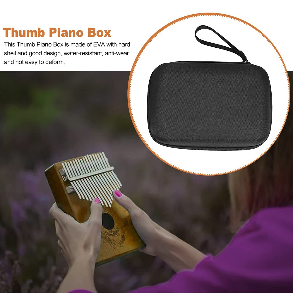 Thumb Piano Box Portable Shock Proof Protective Handbag Thumb Piano Box Storage Bag for 17 Keys / 21 Keys Kalimba Case(Black)