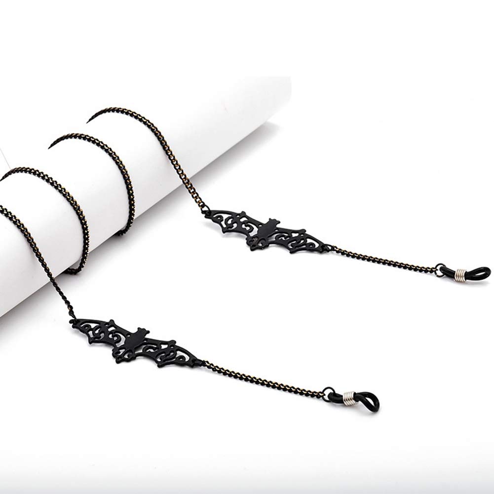 Pinksee Women Men Glasses Chain Black Bat Eyeglass Strap Holder Eyewear Retainer