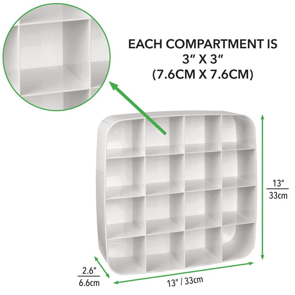 mDesign Plastic Closet Accessory Drawer Organizer for Dresser, Closet, Bedroom, Bathroom, Entryway, Office - Store Belts, Ties, Socks, Watches - 16 Sections - 2 Pack - Light Gray