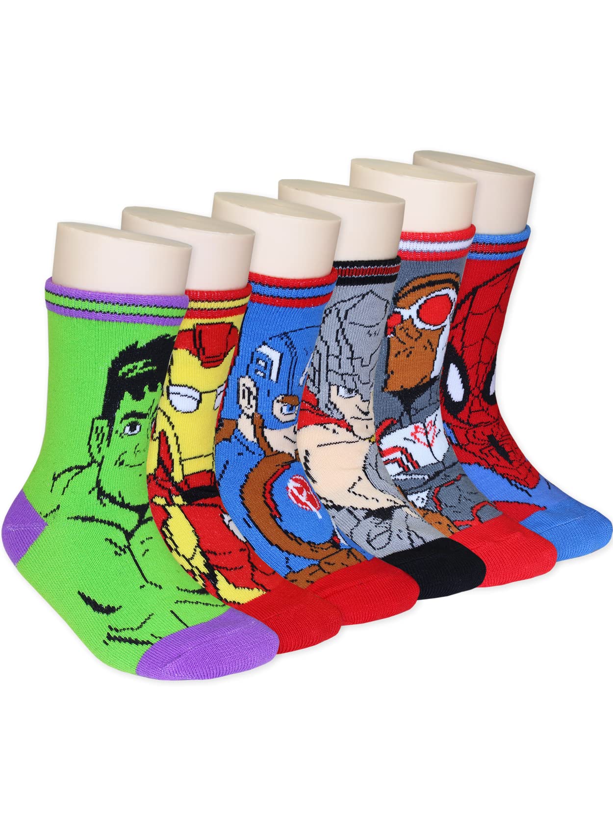 Marvel Super Hero Adventures Boys Toddler Crew Socks, 6 pack, Avengers Multi, 4-5T