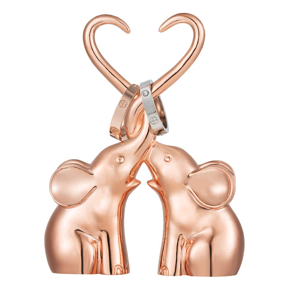 Star Miss River Two Piece Loving Elephants Wedding Ring Holder for Jewelry - Solid Metal