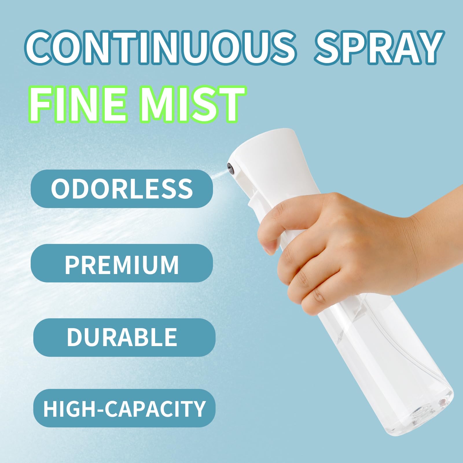 MEIPO Continuous Spray Bottle for Hair Reusable Beauty Spray Bottle Mist Sprayer For Clean Plant Styling Tools & Appliances (1Pcs Clear 10oz)