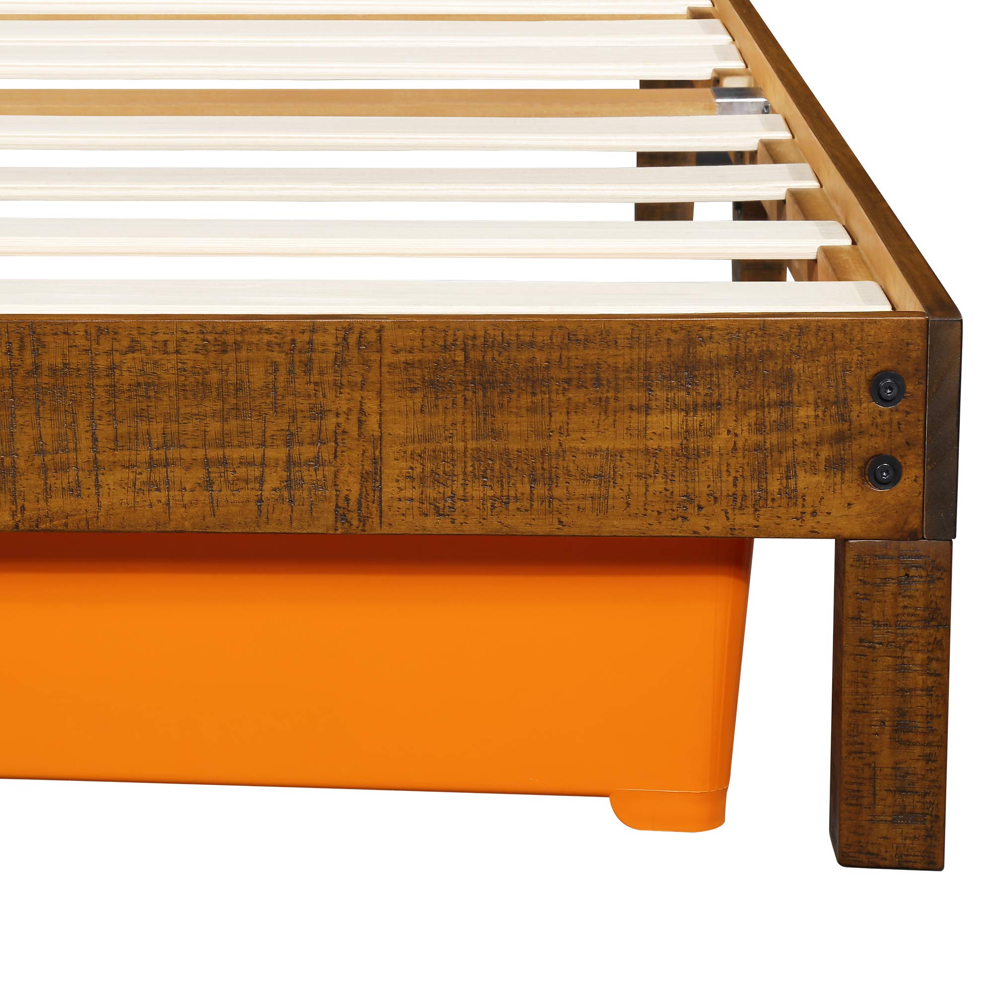 Olee Sleep 14 Inch Deluxe Solid Platform Headboard,Wood Bed Frame, Queen, Natural