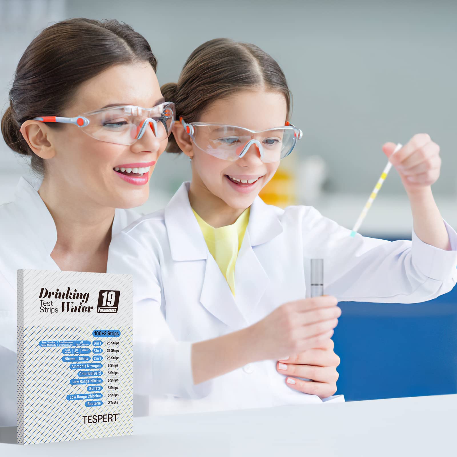Water Testing Kits for Drinking Water: Drinking Water Test Kit - 2 Bacteria Tests + 100 Strips - Well and Tap Water - Quick & Accuracy Testing for Lead pH Hardness Iron Copper and More - TESPERT