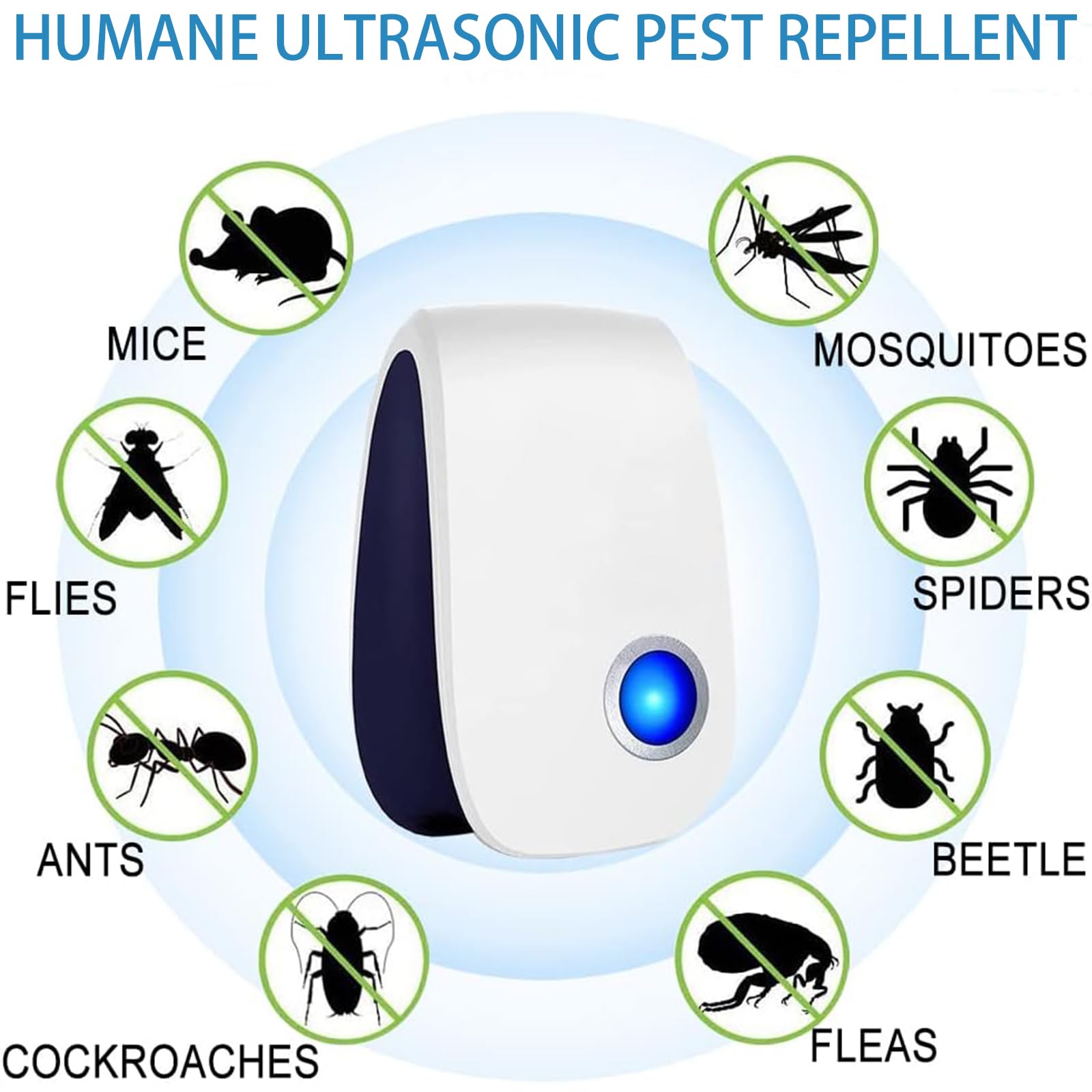 Ultrasonic Pest Repellent 10 Pack Electronic Plug in, Indoor Sonic Repellent pest Control for Mosquito Bugs,Roach, Rodent, Mouse,Electronic Repellent for Home Office Warehouses in Pest Control