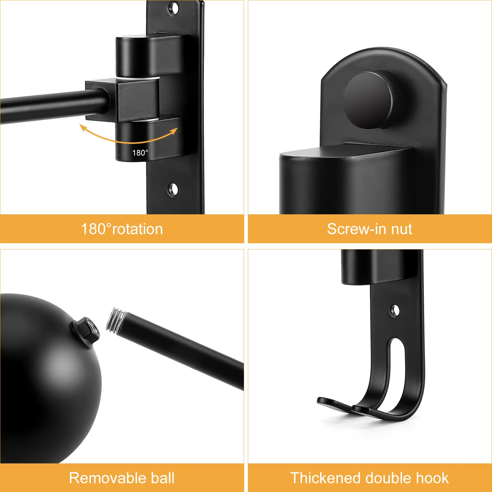 PAHTTO Motorcycle Helmet Holder, Helmet Rack Wall Mount 180 Degree Rotation Helmet Hanger with Double Hook for Coats, Caps, Hats, Motorcycle Accessories