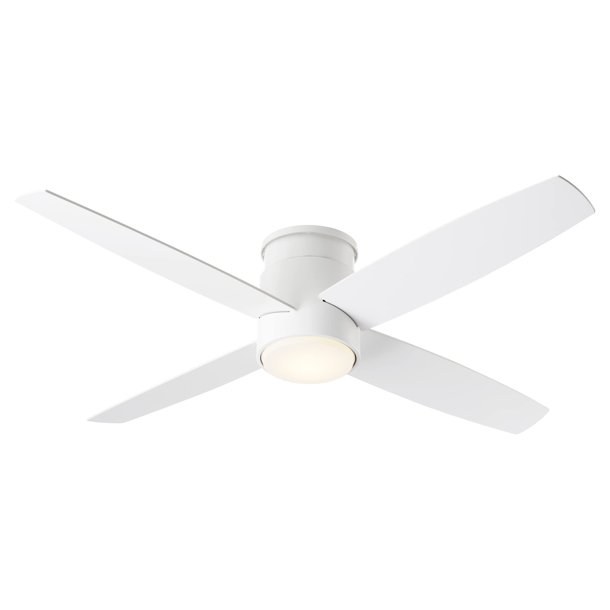 LUZAIRE DESIGN Oxygen 3-102-6 | Oslo 52" Four Blade Hugger I Modern Ceiling Fan β White | Three Speed Reversible Motor With Optional Remote Control | Damp-Rated (52 Inch, White)
