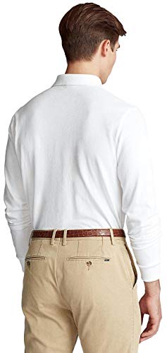 POLO RALPH LAUREN Men's Long Sleeve Mesh Polo Shirt (L, White)