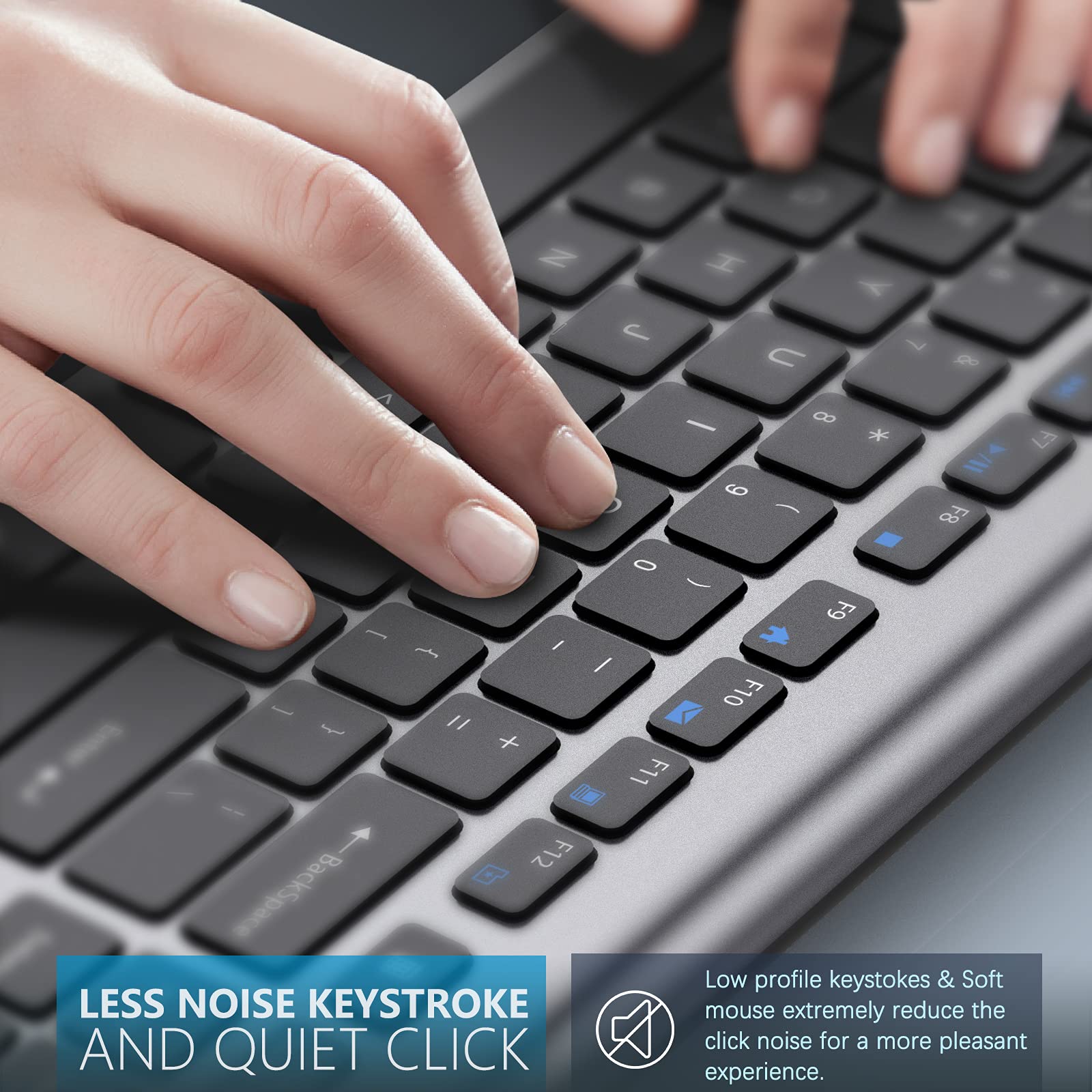 Wireless Keyboard and Mouse, Rechargeable and Full Size Wireless Keyboard Mouse Combo,Ergonomic Slim Keyboard for Laptop,PC,Desktop,Computer,Windows (Wine Red)