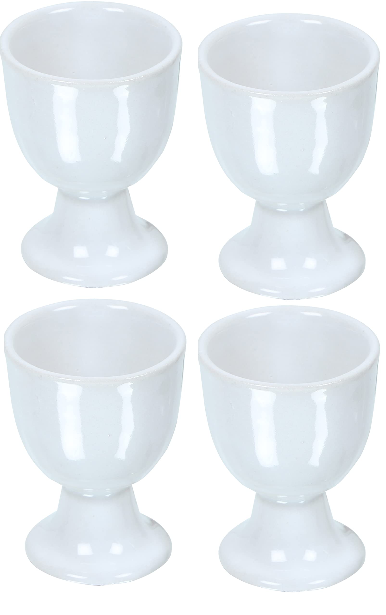Soft Boiled Egg Holder | Ceramic Egg Cup Set | Ceramic Egg Holder Pottery Housewarming Gift set of 4 (White)