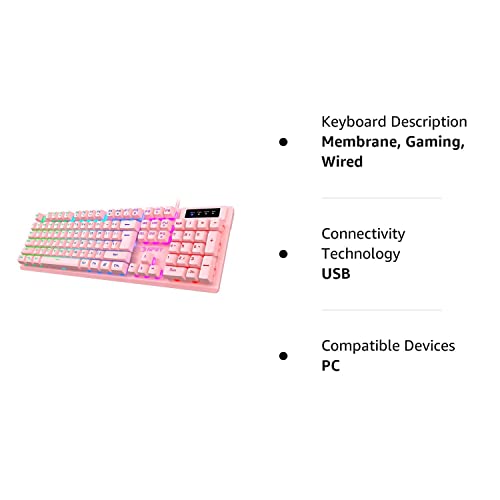 NPET K10V4 Wired Gaming Keyboard, RGB 10 Zone Backlit, Spill-Resistant Design, Multimedia Keys, Quiet Silent USB Membrane Pudding Keyboard for Desktop, Computer, PC