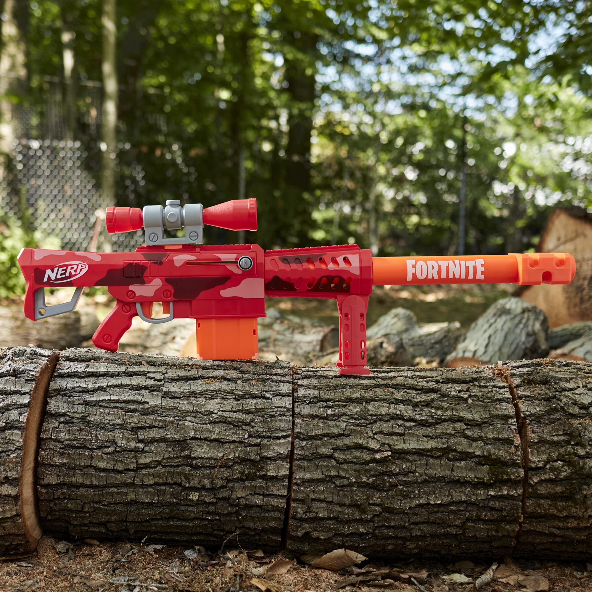 NERF Fortnite Heavy SR Blaster, Longest Fortnite Blaster Ever, Removable Scope, Bolt Action, 6 Official Mega Darts, 6-Dart Clip