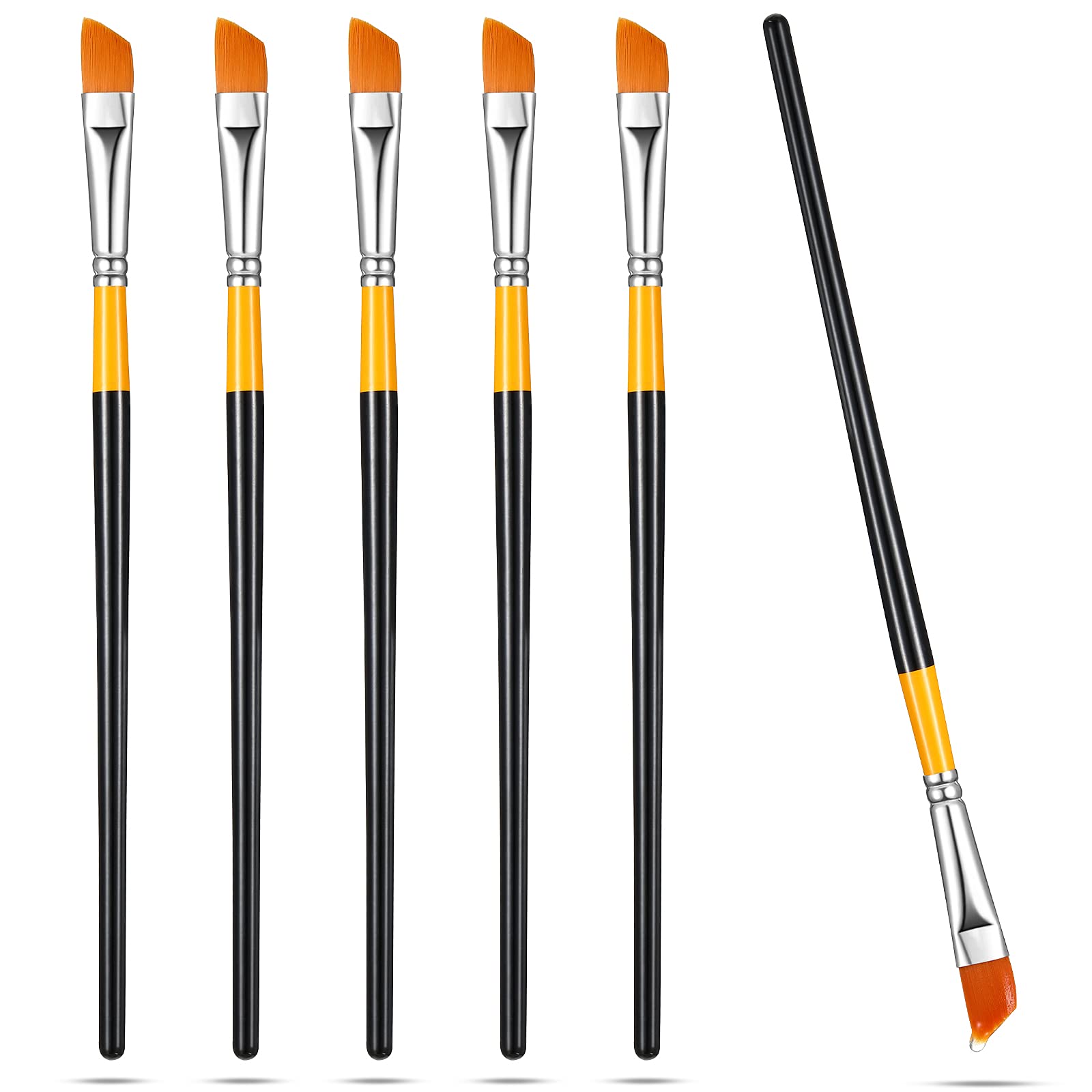 Paint Brush Acrylic Paint Brushes Angled Flat Art Paint Brush Set Small Artist Paint Brushes for Acrylic Craft, Watercolor, Oil, Gouache, Face Body Detail Painting for Kids Adult (6, 1/2inch)