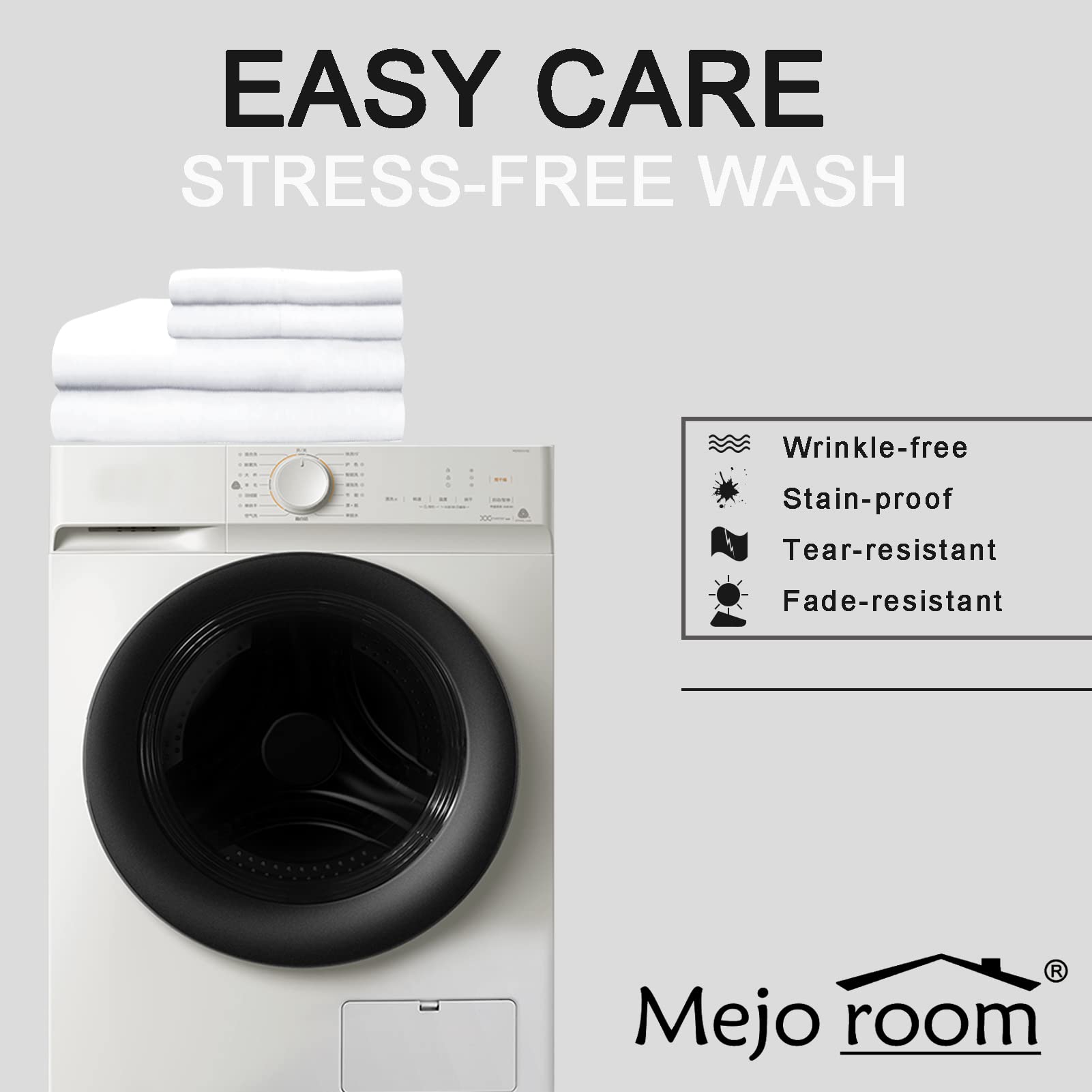 Mejoroom Full Bed Sheet Set - Super Soft Brushed Microfiber 1800 Thread Count Full Sheets with 16 inch Deep Pocket - Wrinkle Free - Breathable and Hypoallergenic - 4 Piece(Full,Snow White)