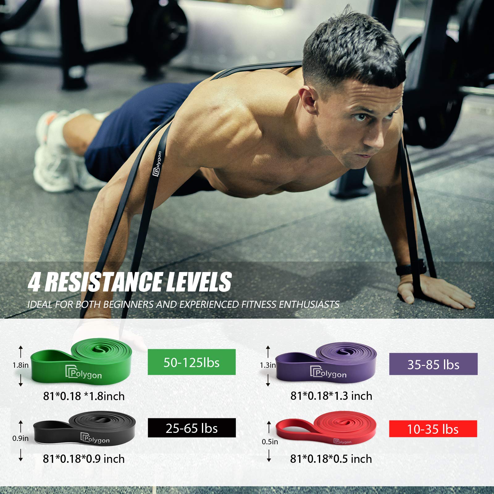 Polygon Pull Up Assist Bands - Resistance Exercise Band - Heavy Duty Assistance Loop Mobility Band, for Body Stretching, Muscle Toning, Powerlifting, Resistance Training, Home Workouts (Set)