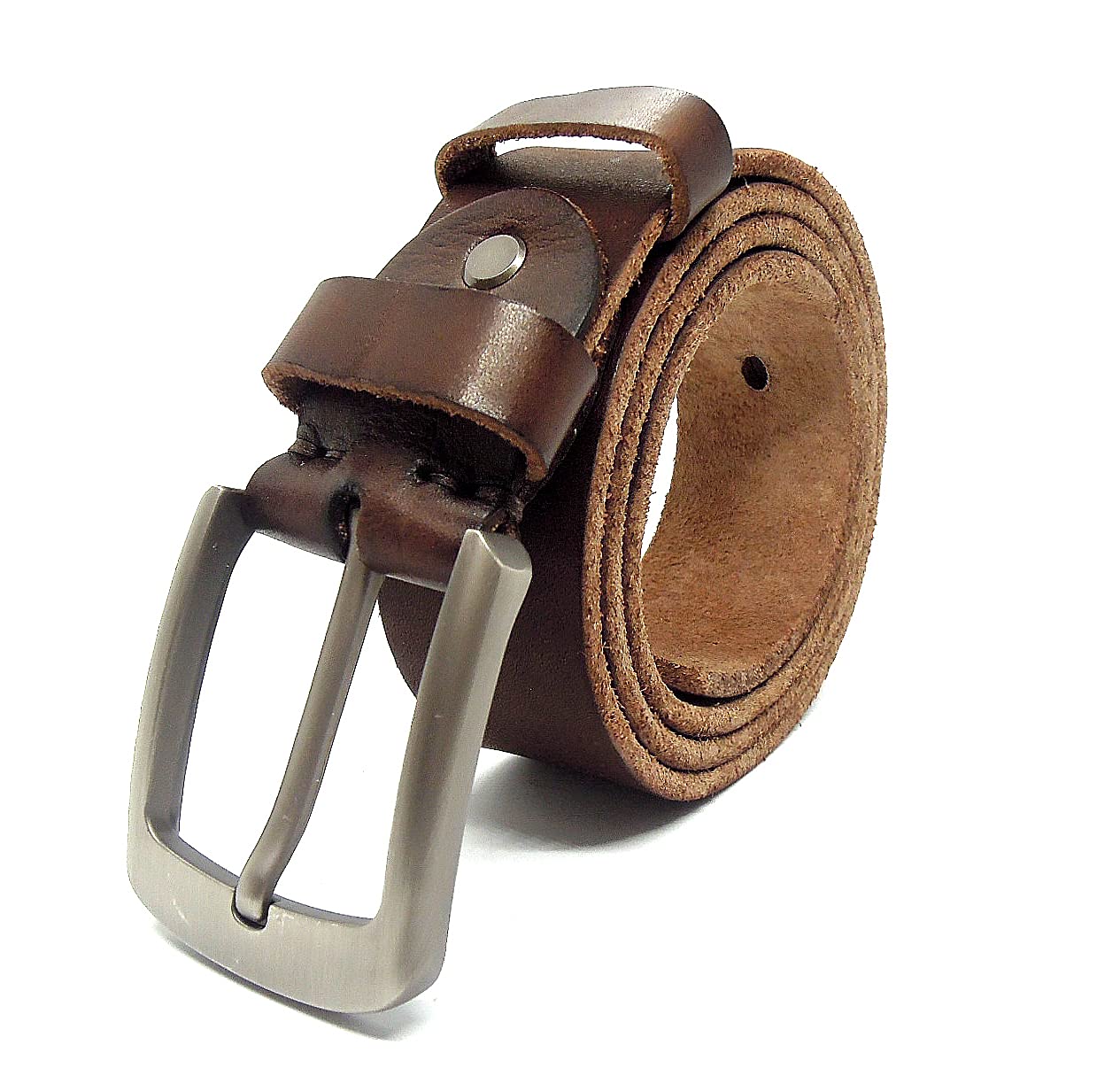 YIRASUO Men's Geunine Leather Belts, Full Grain Cow Leather,Solid Single Buckle (Black, Belt 42" (Fit waist 40"-42"))