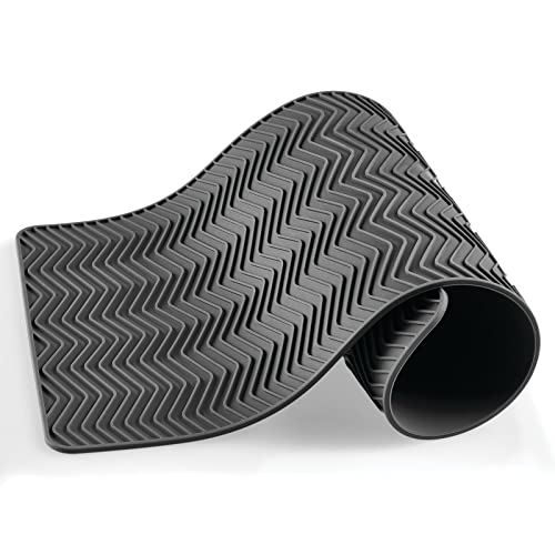 mDesign Steel Sink Dish Drying Rack/Dish Drainer Storage Organizer w/Wire Drainer, Drying Mat for Kitchen Counter, Easy Drain/Dry Dishes, Plate, Utensil - Concerto Collection, Set of 2 - Chrome/Gray