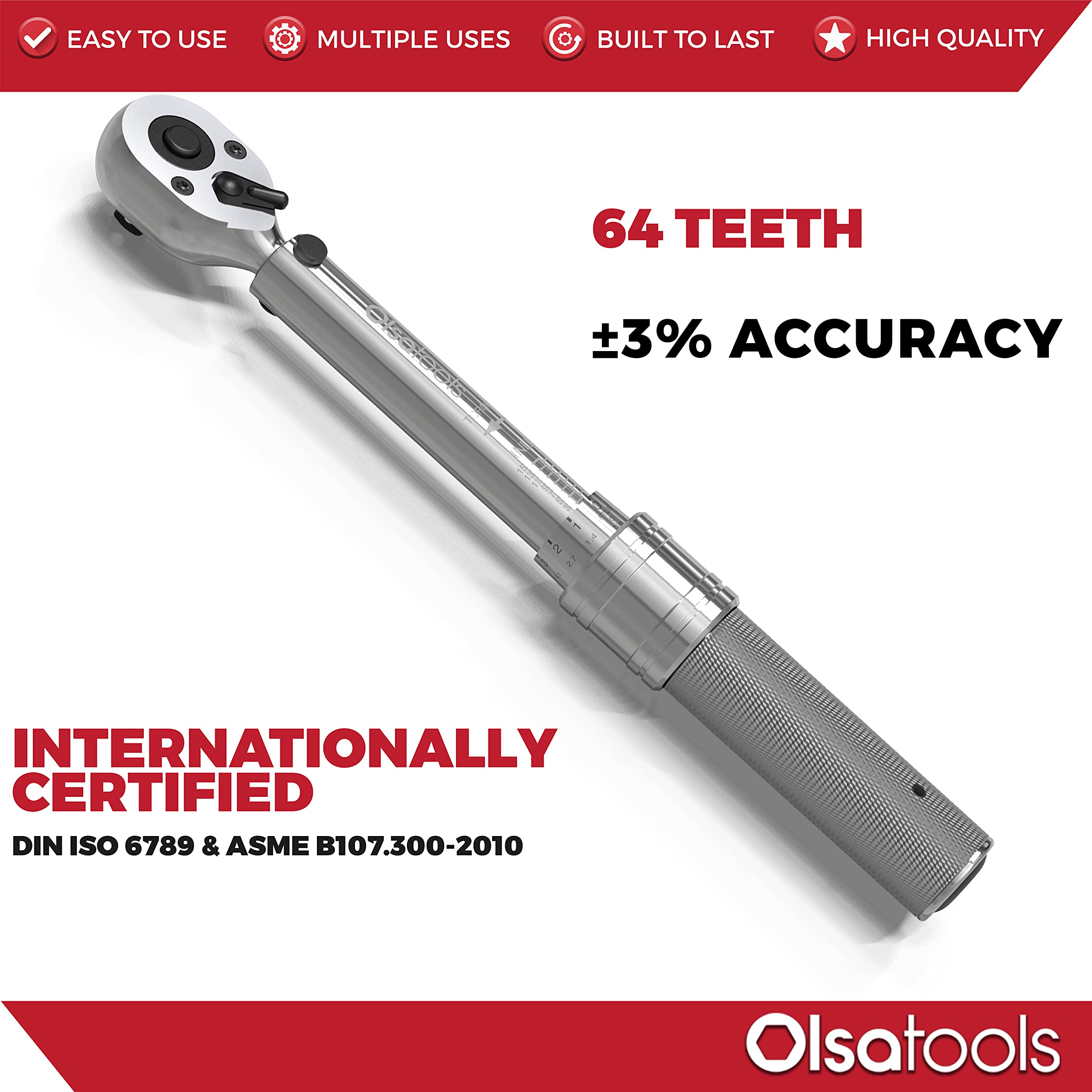 Olsa Tools Click Torque Wrench, 1/4-Inch Drive (30-150 in-lb Torque Range) | Premium Precision Ratcheting Adjustable Torque Wrench | Professional Grade