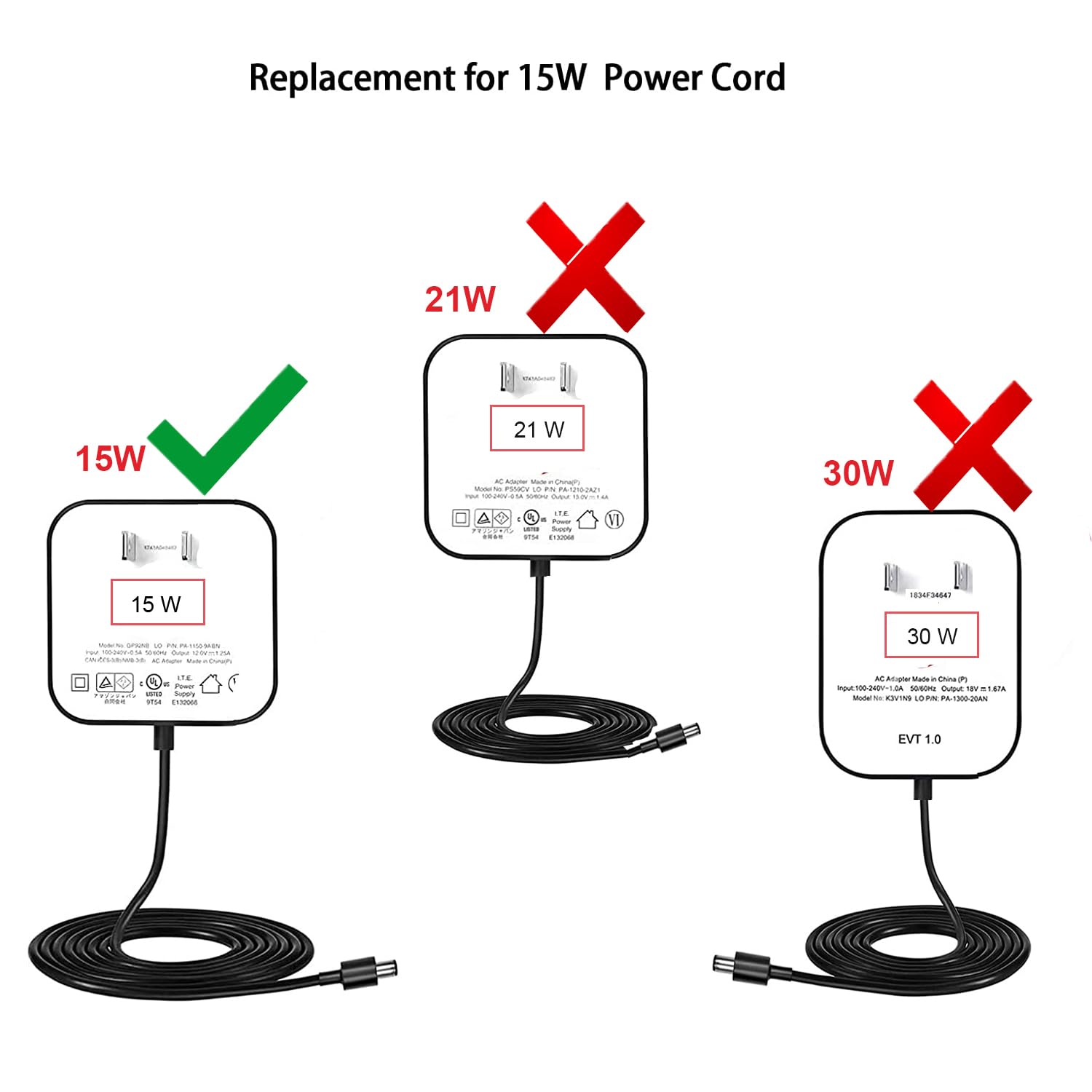ZELNF 15W Alexa Dot Power Cord Replacement for Dot 3rd Generation,Dot 4th(3.9'')/Kids Edition,TV Cube,Show 5 1st Gen / 2nd Gen, Dot with Clock,DC 15W Charger Adapter with 5ft Cable