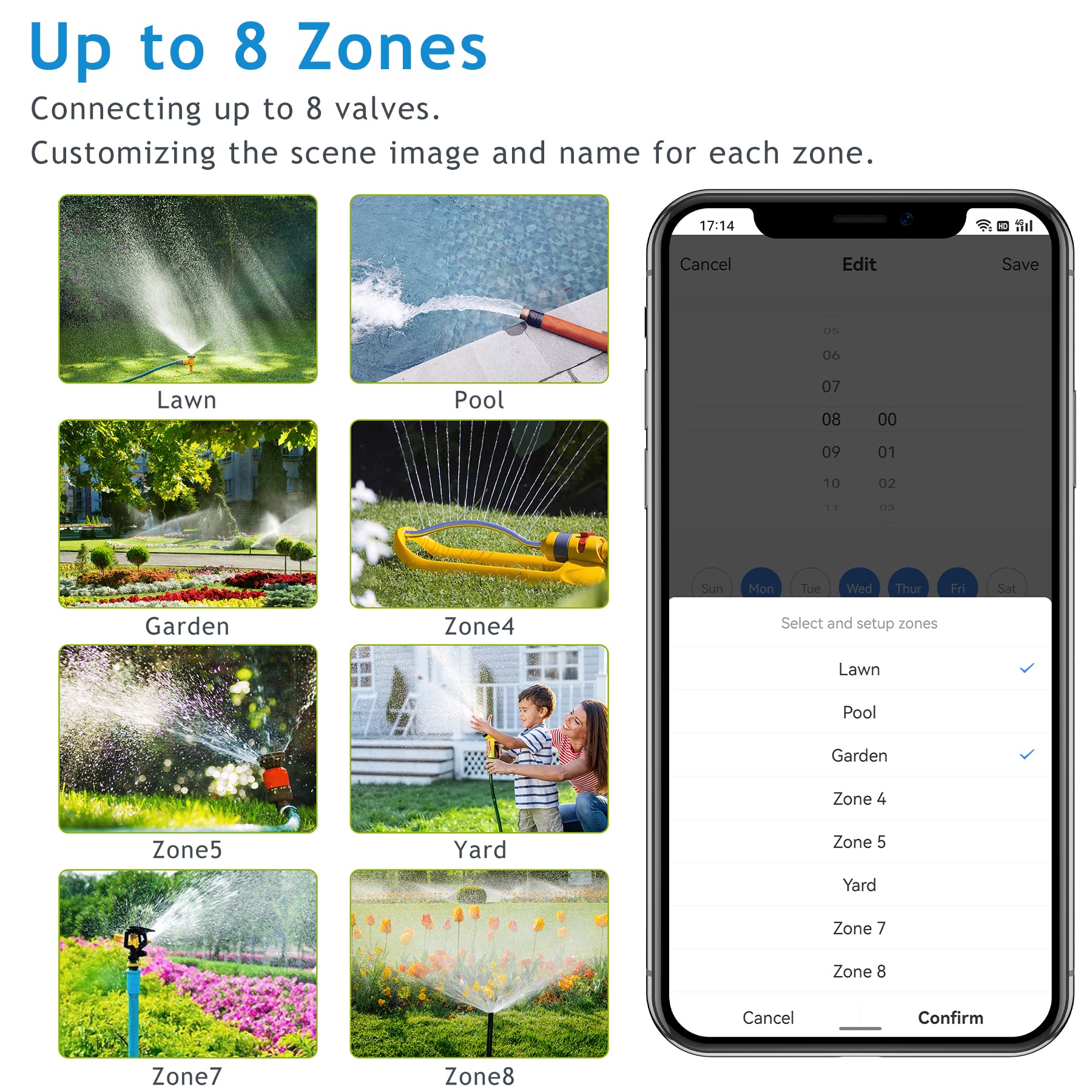 WiFi Sprinkler Controller, Diivoo 8 Zone Smart Irrigation Controller with Smart Weather, Automatic and Manual Watering, Compatible with Alexa and Google Assistant