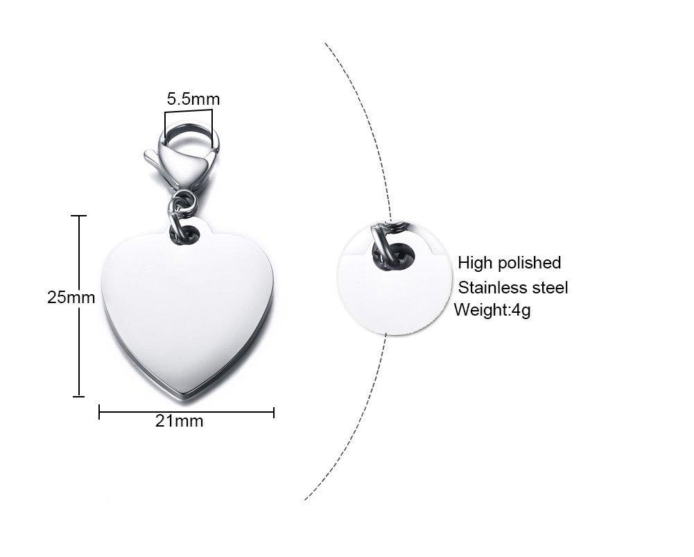 VNOX Customize Keychain-Stainless Steel Heart Shape ID Tag Keychain for Mon Daughter Sister,Charm for Bracelet Handmade Jewelry