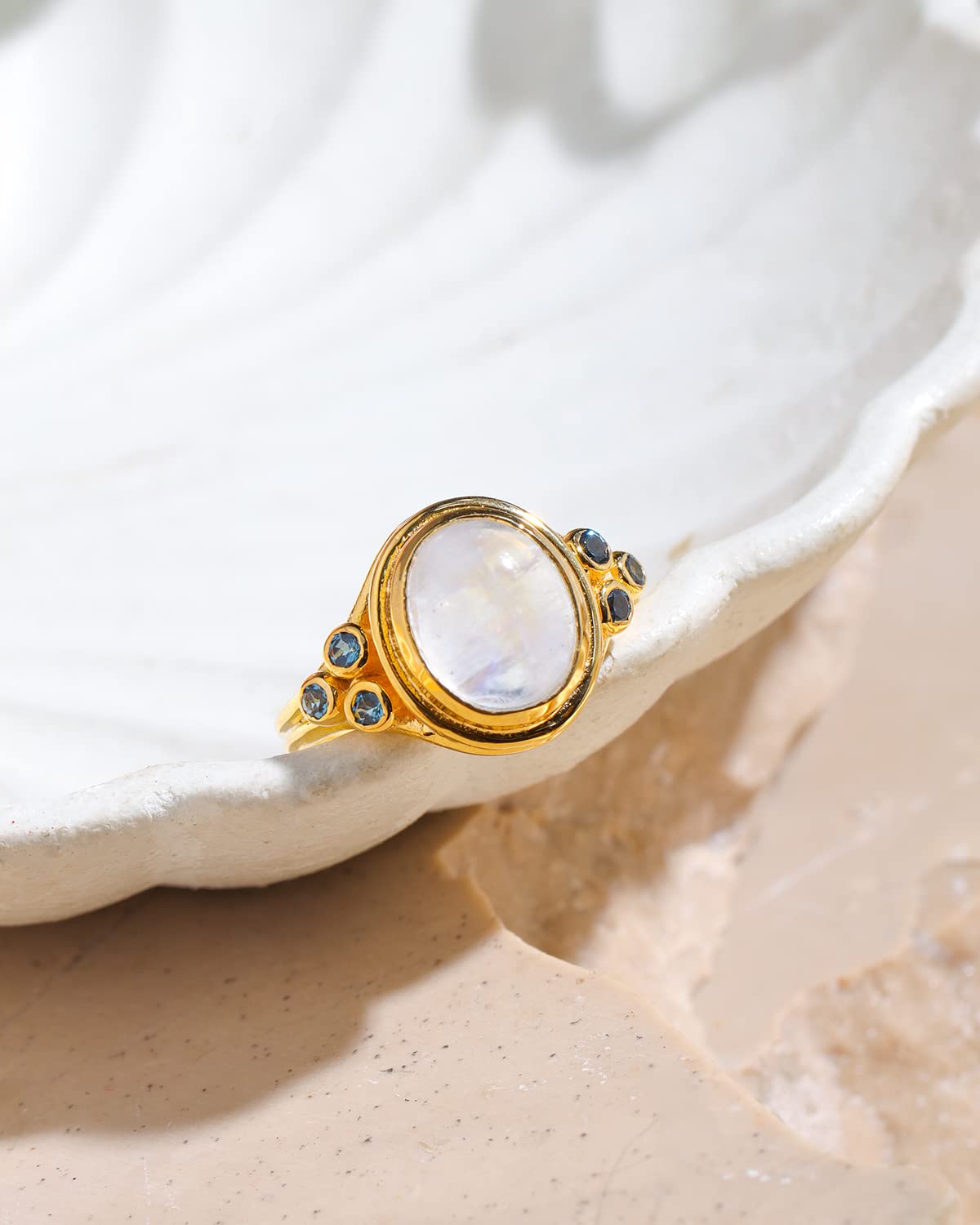 YoTreasure Moonstone London Blue Topaz 14K Gold Plated Over 925 Silver Promise Ring (10)