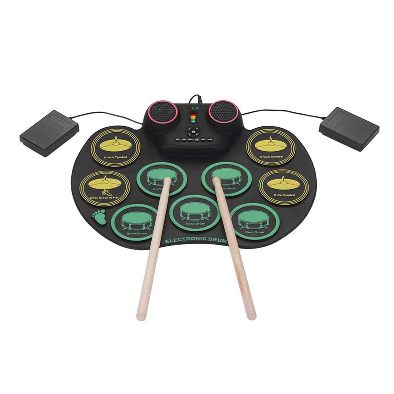 TUU Electronic Drum Set for Beginners 9 Pads Digital Drum Kit Portable Roll Up Drum Practice Pad Tabletop Drum Set Built-in Speakers with Drum Sticks and Pedals Great Christmas Birthday Gifts
