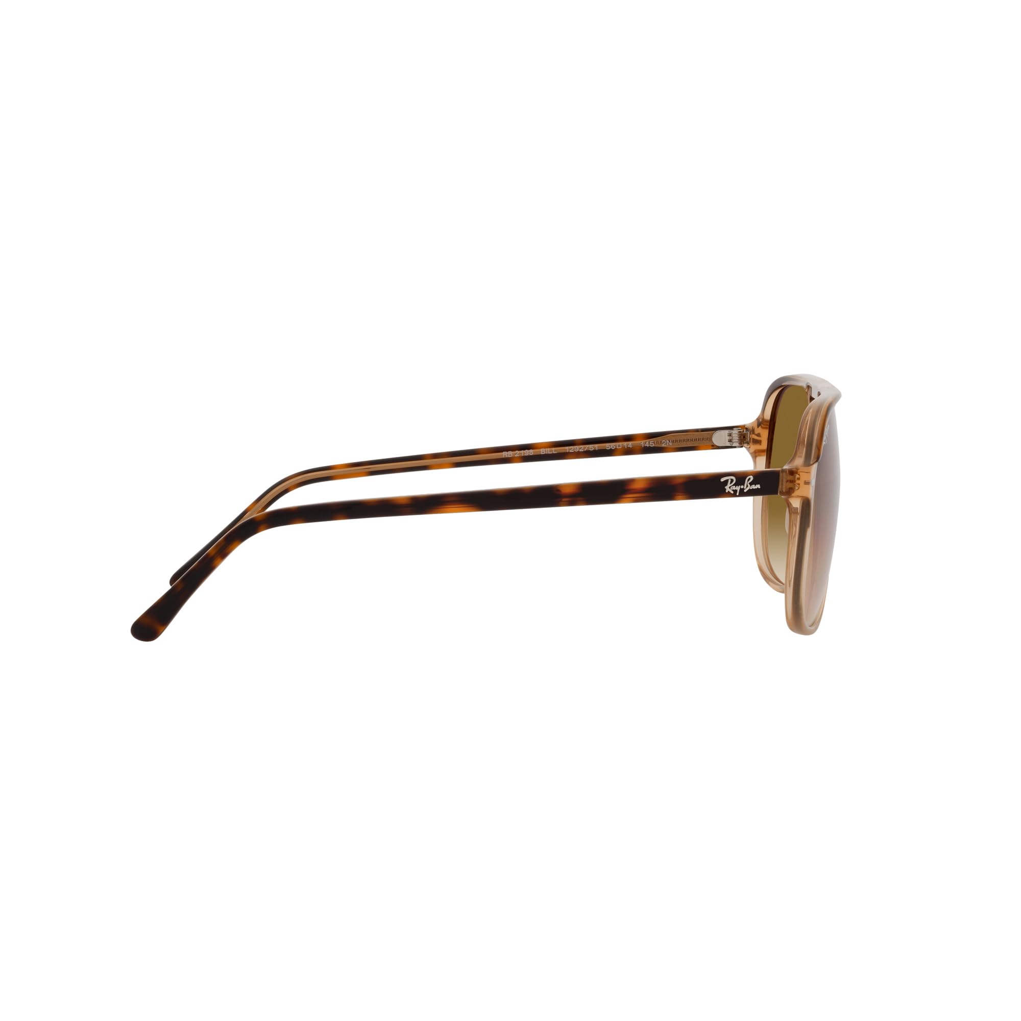 Ray-Ban RB2198F Bill Low Bridge Fit Square Sunglasses, Havana On Transparent Brown/Clear Gradient Brown, 60 mm