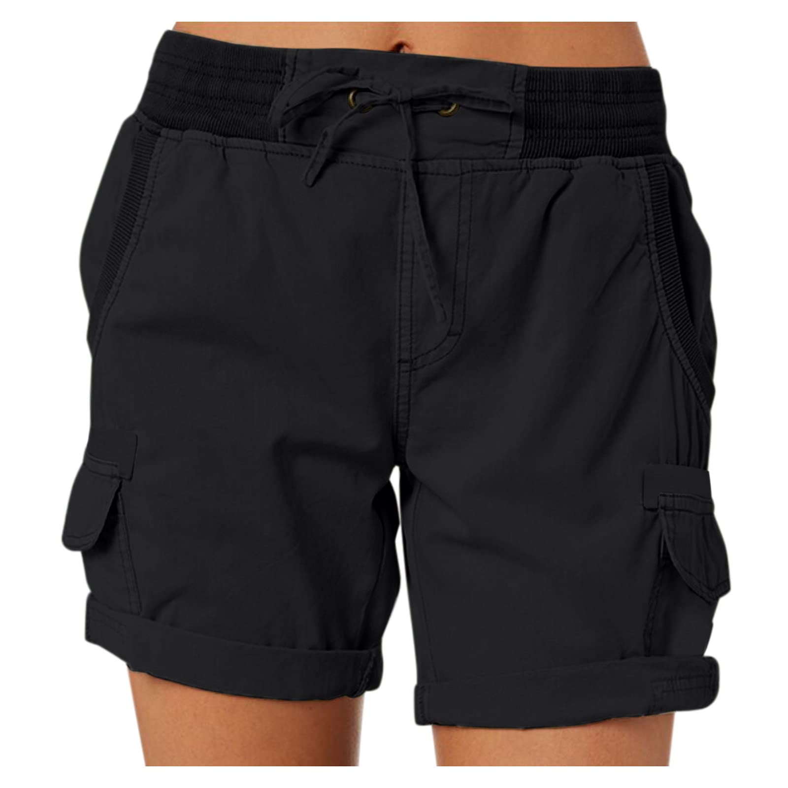 Women Cargo Shorts Summer Loose Hiking Bermuda Shorts with Pockets Womens Cut Off Jean Shorts