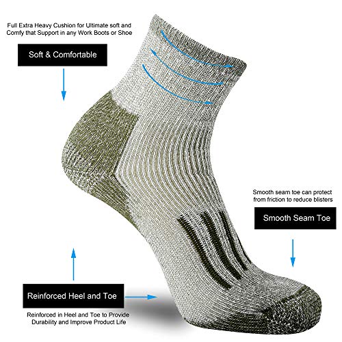 ONKE Merino Wool Low Cut Quarter Socks for Men Outdoor Trail Running Hiking Hiker All Season with Moisture Wicking Control(Green XL)