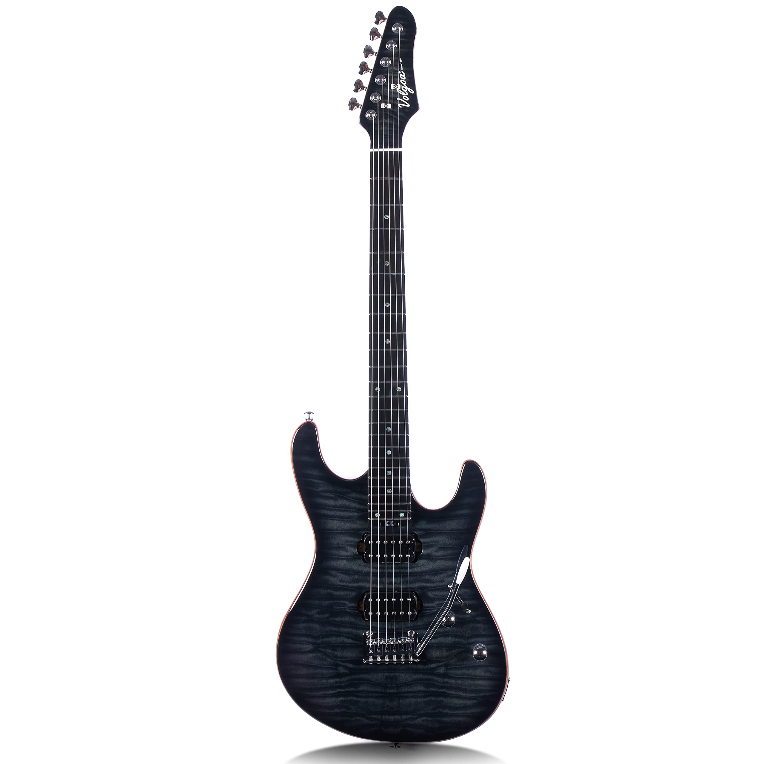Volgoa VSR-1 Electric Guitar with Mahogany Solid Body,Roasted Maple Neck, and Rosewood Fingerboard 6 String Guitar (Black-Synthetic Veneer)