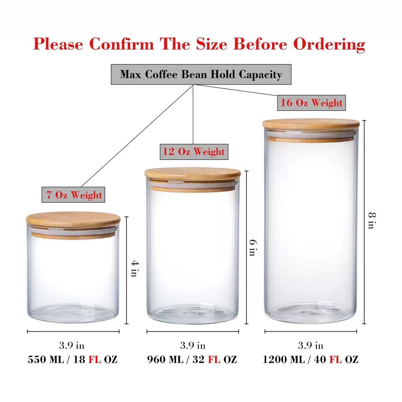 MOLFUJ 550 ML / 18 FL Oz Glass Storage Container with Wood Lid, Stackable Clear Decorative Organizer Bottle Canister Pantry Jar with Air Tight Wooden Lid for Food, Coffee, Candy, Sugar, Salt, Tea