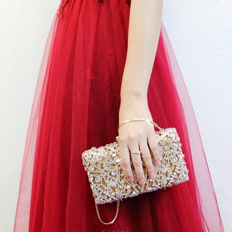 ZHUHW Hollow Out Women Clutch Bag Purse Crystal Wedding Bride Evening Bag