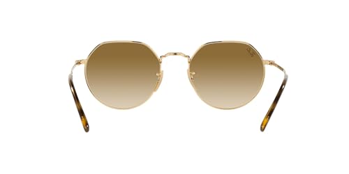 Ray-Ban RB3565 Jack Round Sunglasses, Gold/Clear Gradient Brown, 53 mm