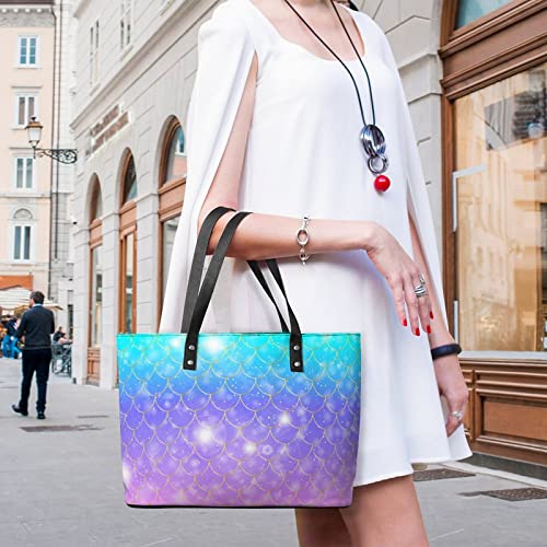 Womens Handbag Mermaid Fish Tail Leather Tote Bag Top Handle Satchel Bags For Lady