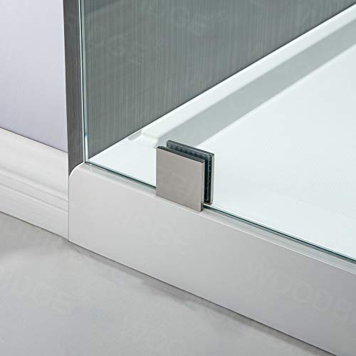 WOODBRIDGE Frameless Sliding Bathtub Door, 56"-60" Width, 62" Height, 3/8" (10 mm) Clear Tempered Glass, Brushed Nickel Finish, Designed for Smooth Door Closing and Opening. MBSDC6062-B4