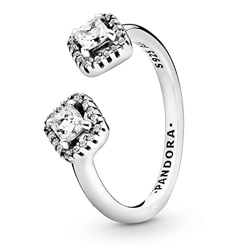 Pandora Jewelry Square Sparkle Cubic Zirconia Ring in Sterling Silver, Size 7.5