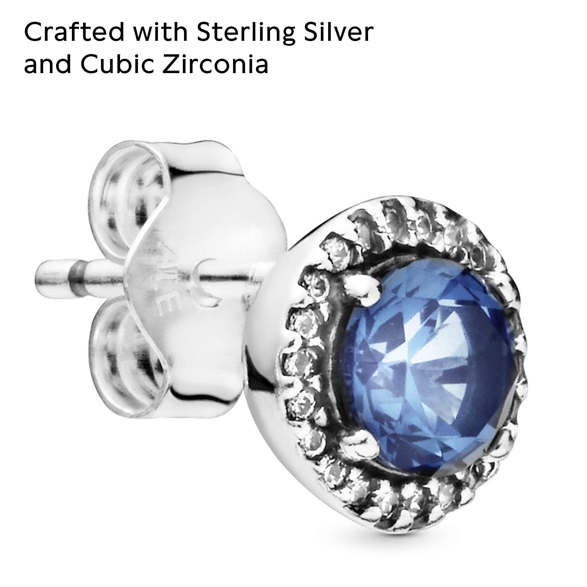 PANDORA Blue Round Sparkle Stud Earrings - Elegant Earrings for Women - Great Gift for Her - Made with Sterling Silver, Cubic Zirconia & Crystals
