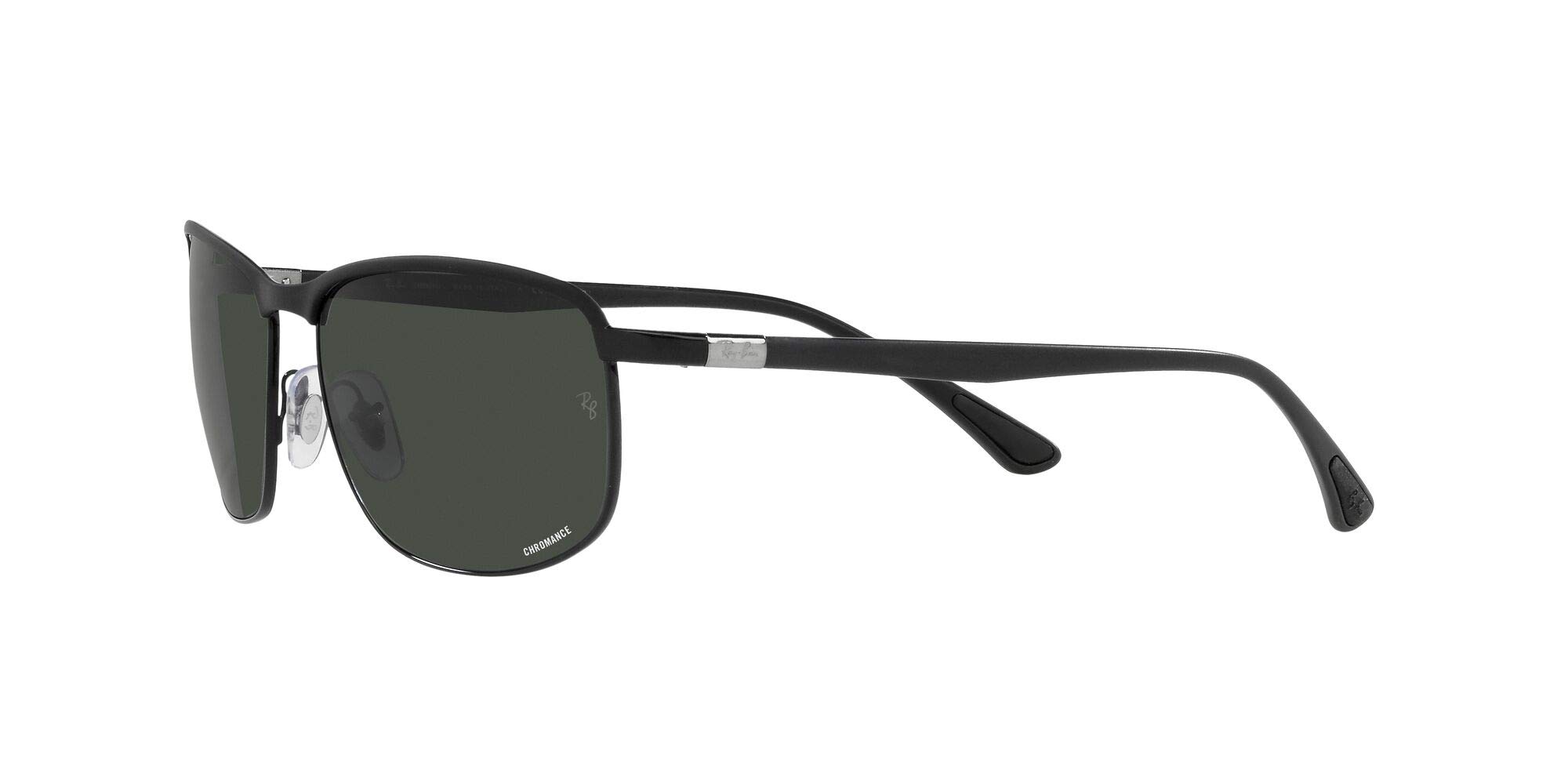 Ray-Ban RB3671CH Chromance Rectangular Sunglasses, Black On Black/Dark Grey Polarized, 60 mm