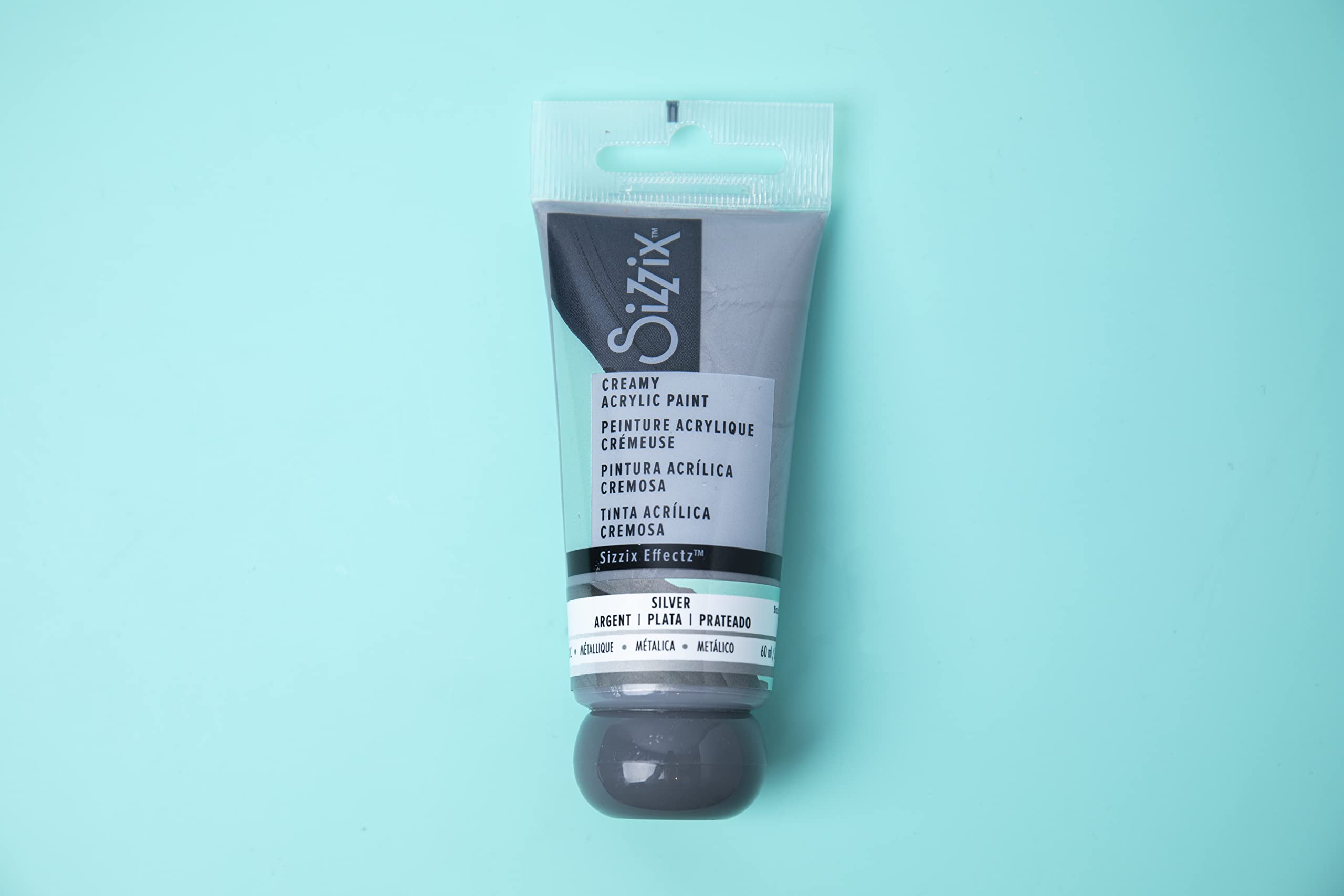 Sizzix Effectz Creamy Metallic Acrylic Paint Silver 60ml, 664561