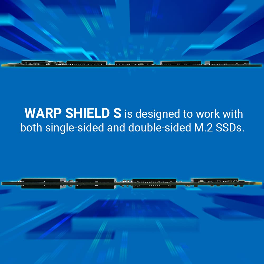 WIZMAX WARP Shield S, M.2 2280 SSD heatsink for Single and Double Side SSD, Thermal pad Heat Sink Computer PC PCIE M2 SSD Cooler,Black