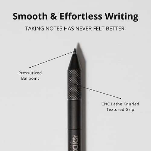 The Ridge Bolt Action Ballpoint Pen | Metal Retractable Compact Writing Instrument | Textured Grip & Internal Pressurized Refill | Titanium