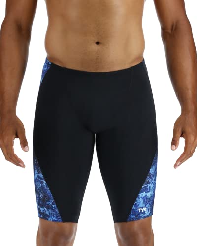 TYR Men's Standard Durafast Lite Splice Swimsuit Jammer, Diploria Blue