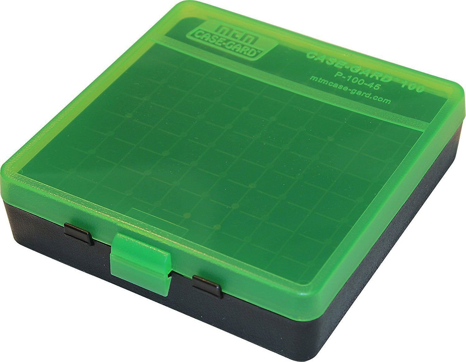 MTM 100 Round Flip-Top 40/45/10MM Cal Ammo Box - Green Black (4 Pack)
