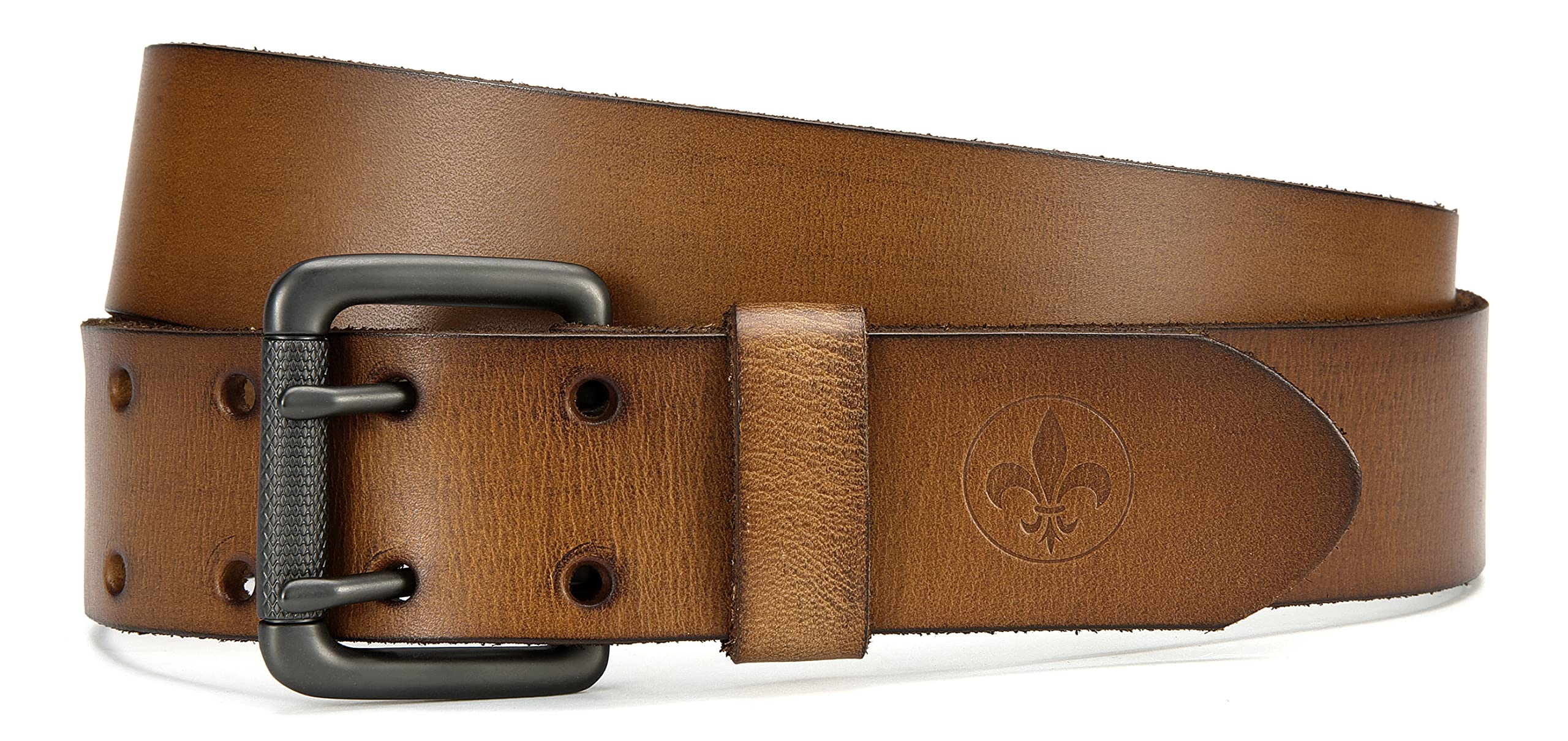 YOETEY Leather Work Belt for Men - Double Prong Belt 40mm with Full Grain Leather - 9 Sets Holes for a Perfect Fit