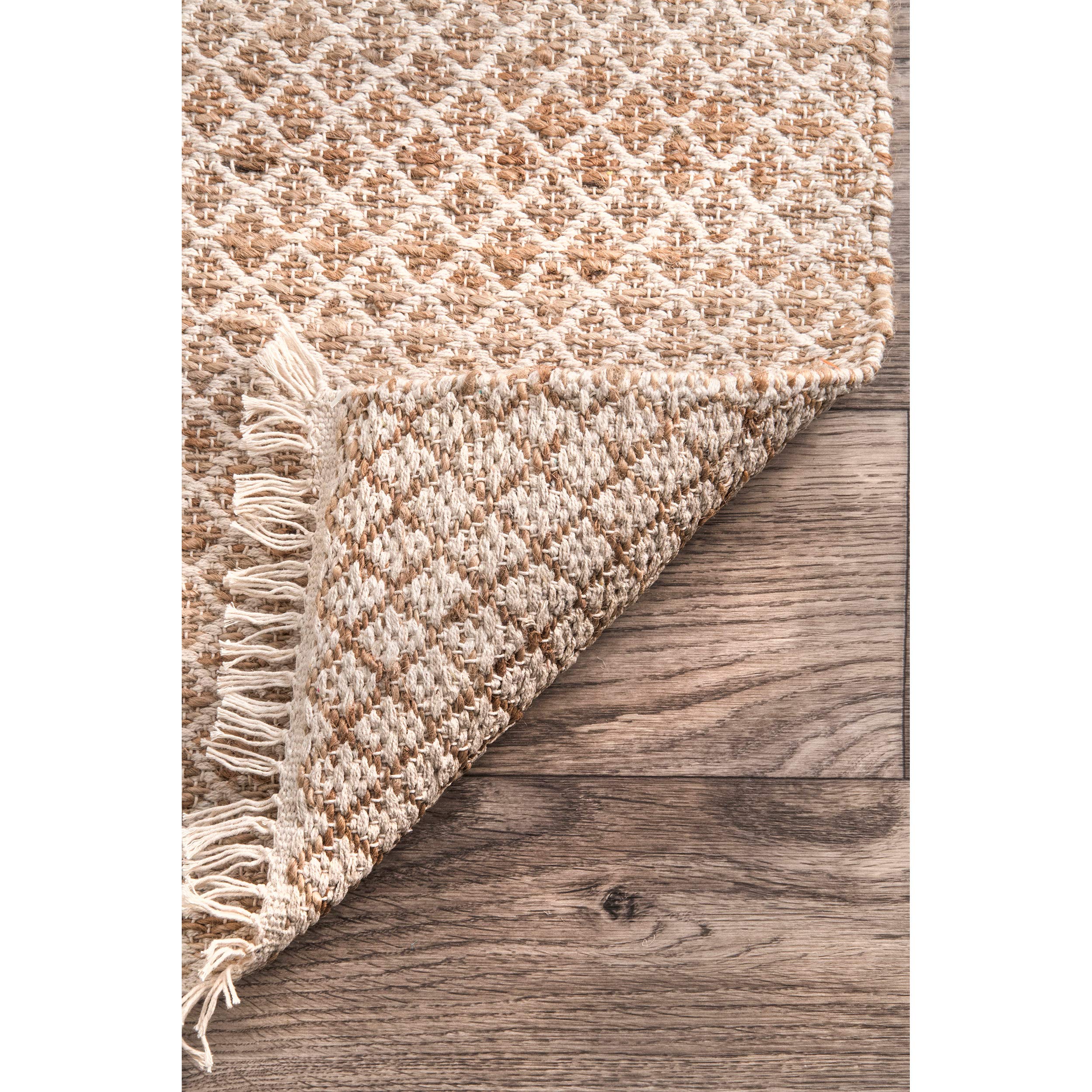nuLOOM Sacha Trellis Tassel Area Rug, 8x10, Natural