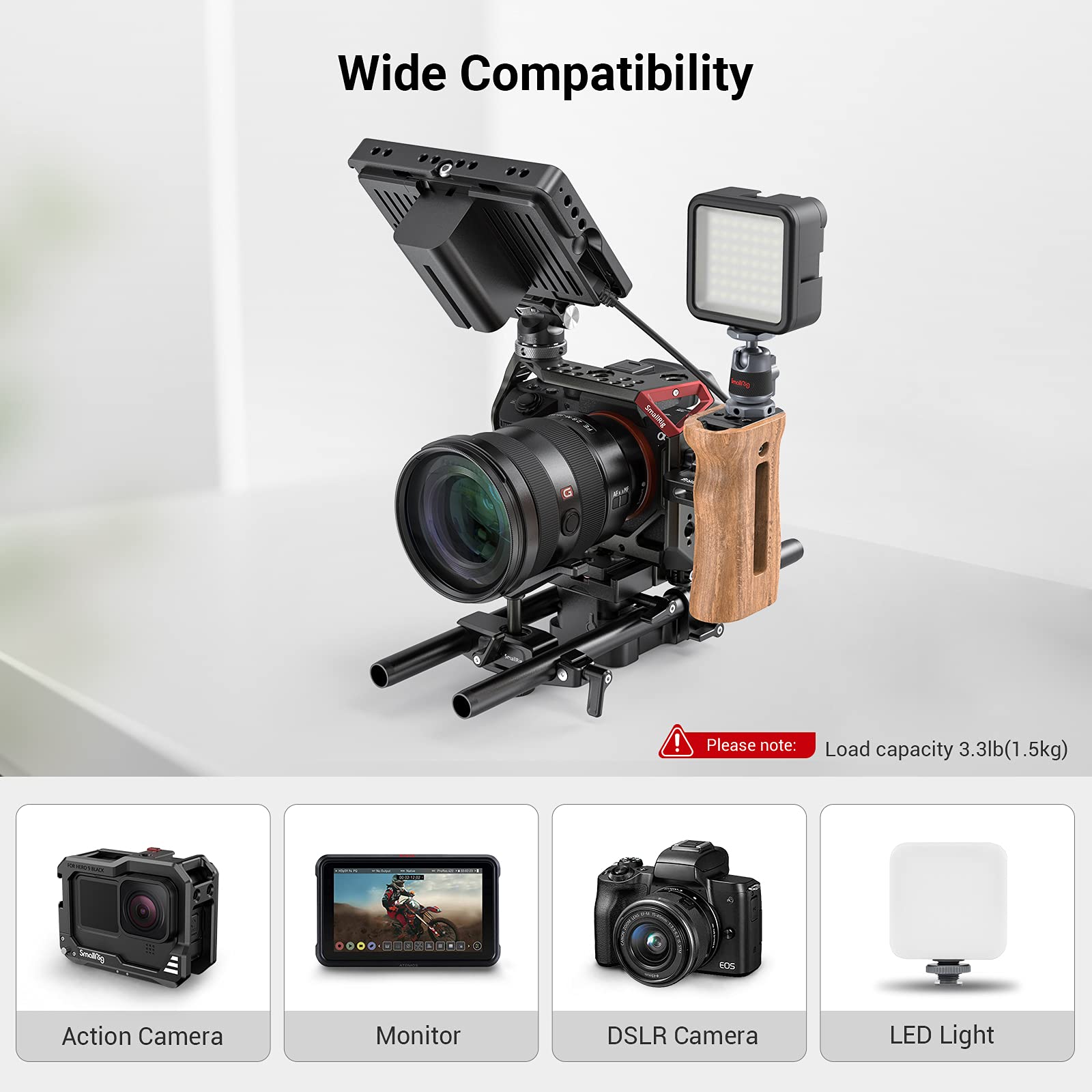 SmallRig Mini Ball Head with Removable Cold Shoe Mount, 360° Panning Ball Head for Camera/Microphone/Video Monitor/LED Video Light 2795