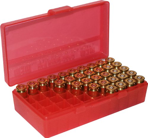MTM 50 Round Flip-Top Ammo Box 38/357 Cal (Clear Red)